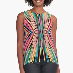 Funky Tank ~ Colorful Chiffon Top ~ Graphic Design Modern Blouse ...
