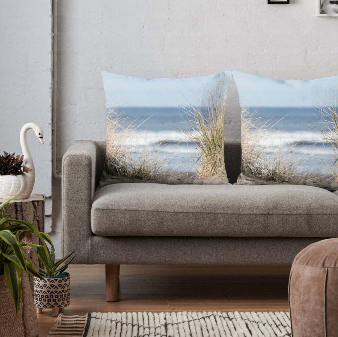Sand and Blue Beach Throw Pillow, Beach Path, Coastal Vacation Home ...