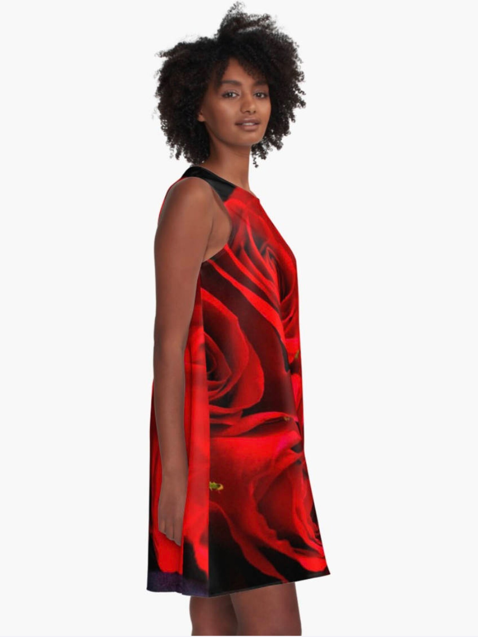 Red Roses Dress Sexy Red Dress, Date Night Dress, Floral Print, Dark ...