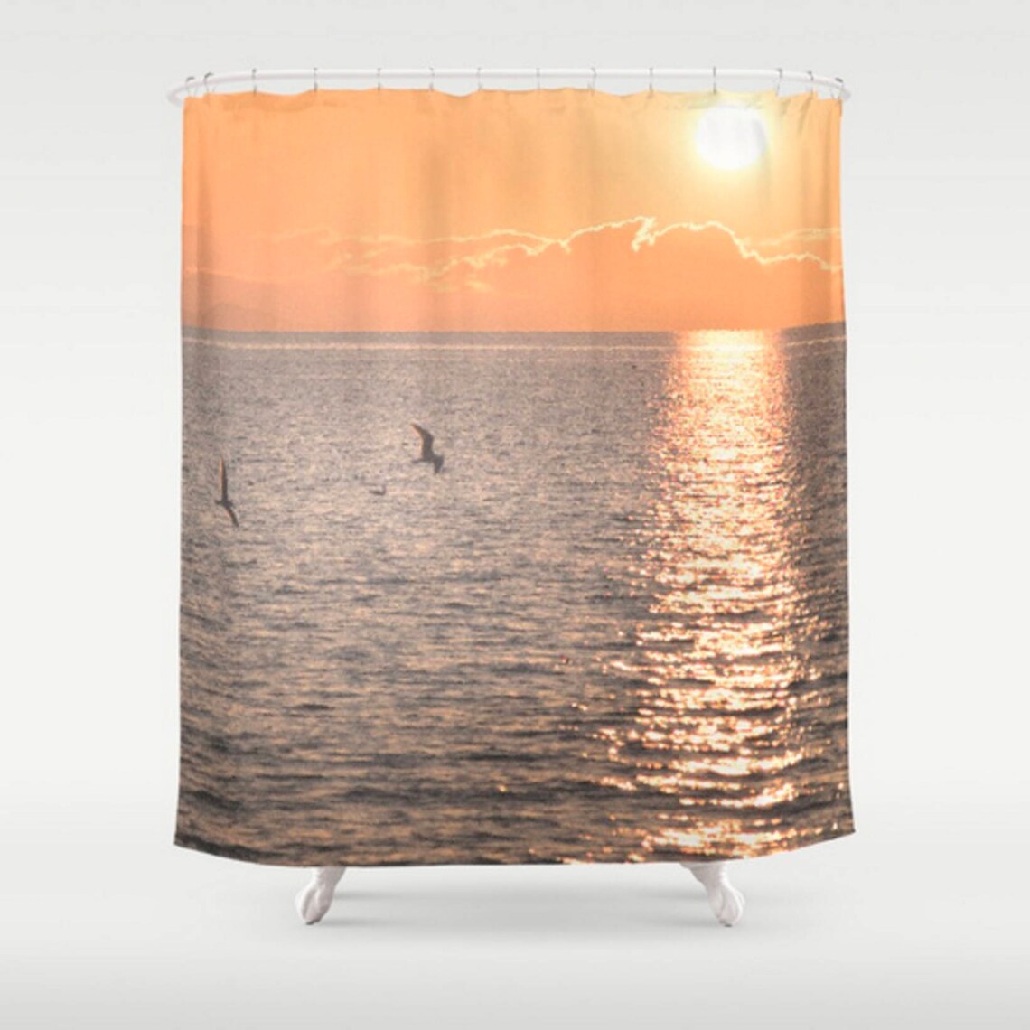 Sunset Shower Curtain Beach Shower Curtain Tangerine Orange - Etsy