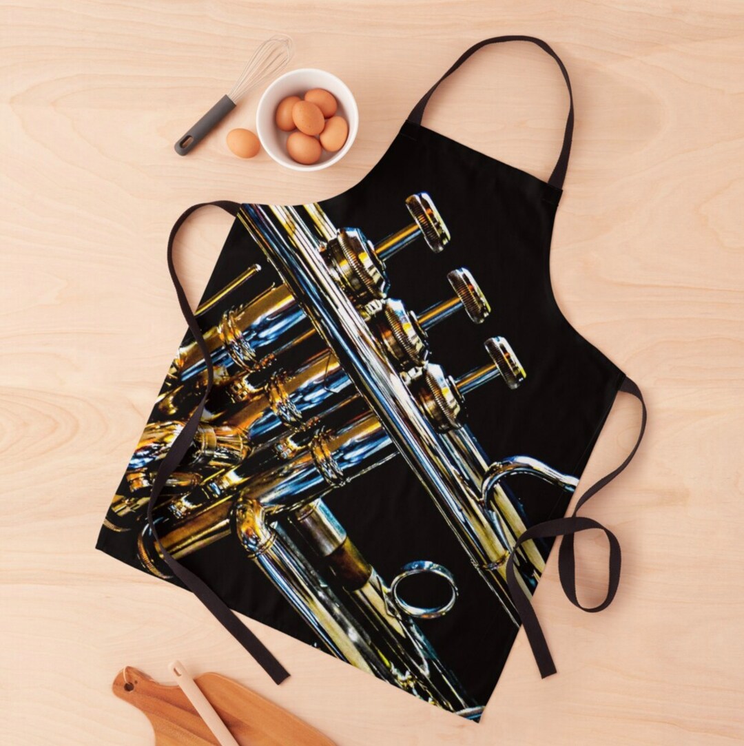 Stylish Trumpet Apron, Music Gift for Horn Player, Shiny Metal Silver ...