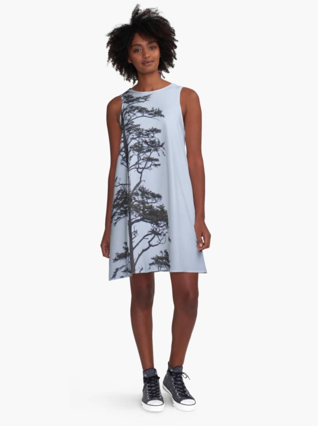 Unique Dress Nature Print Pale Blue A-line Dress Novelty Dress, Tree ...