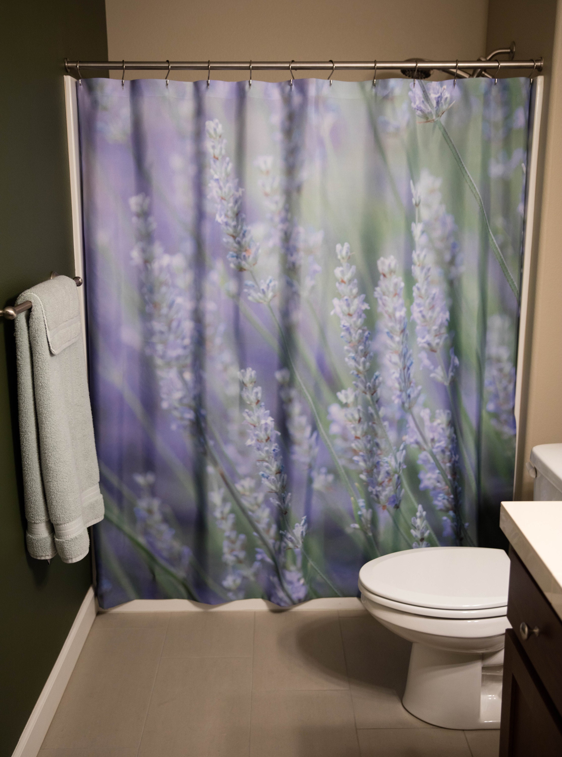 Lavender Shower Curtain Dreamy Floral Bath Decor Purple Shower Curtain ...