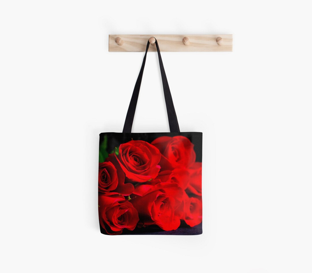 Red Roses Tote Bag Flower Photo Red Market Tote Botanical Floral ...