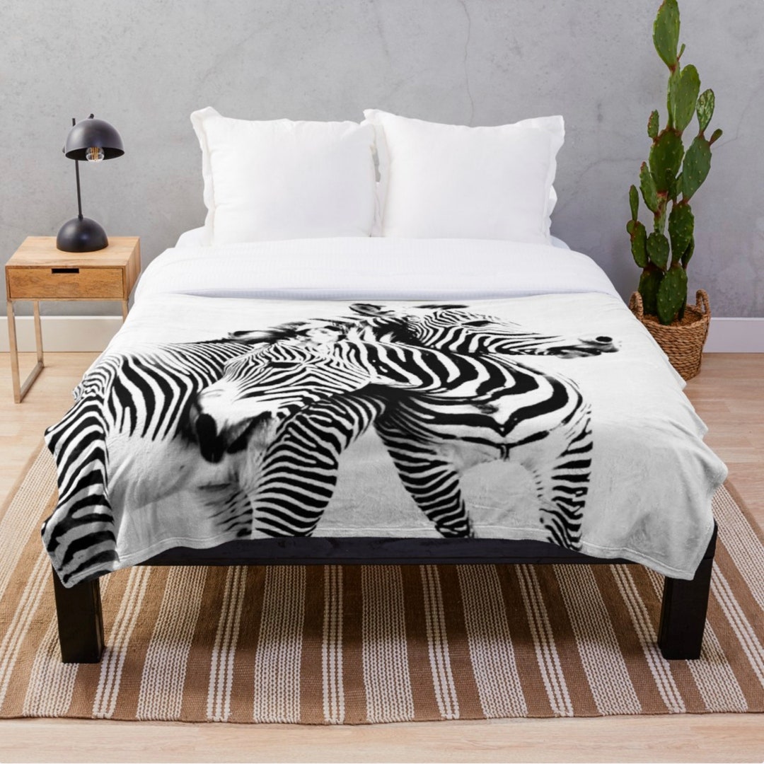 Zebra Blanket, Bedroom Decor, Black and White Blanket, Sofa Throw ...