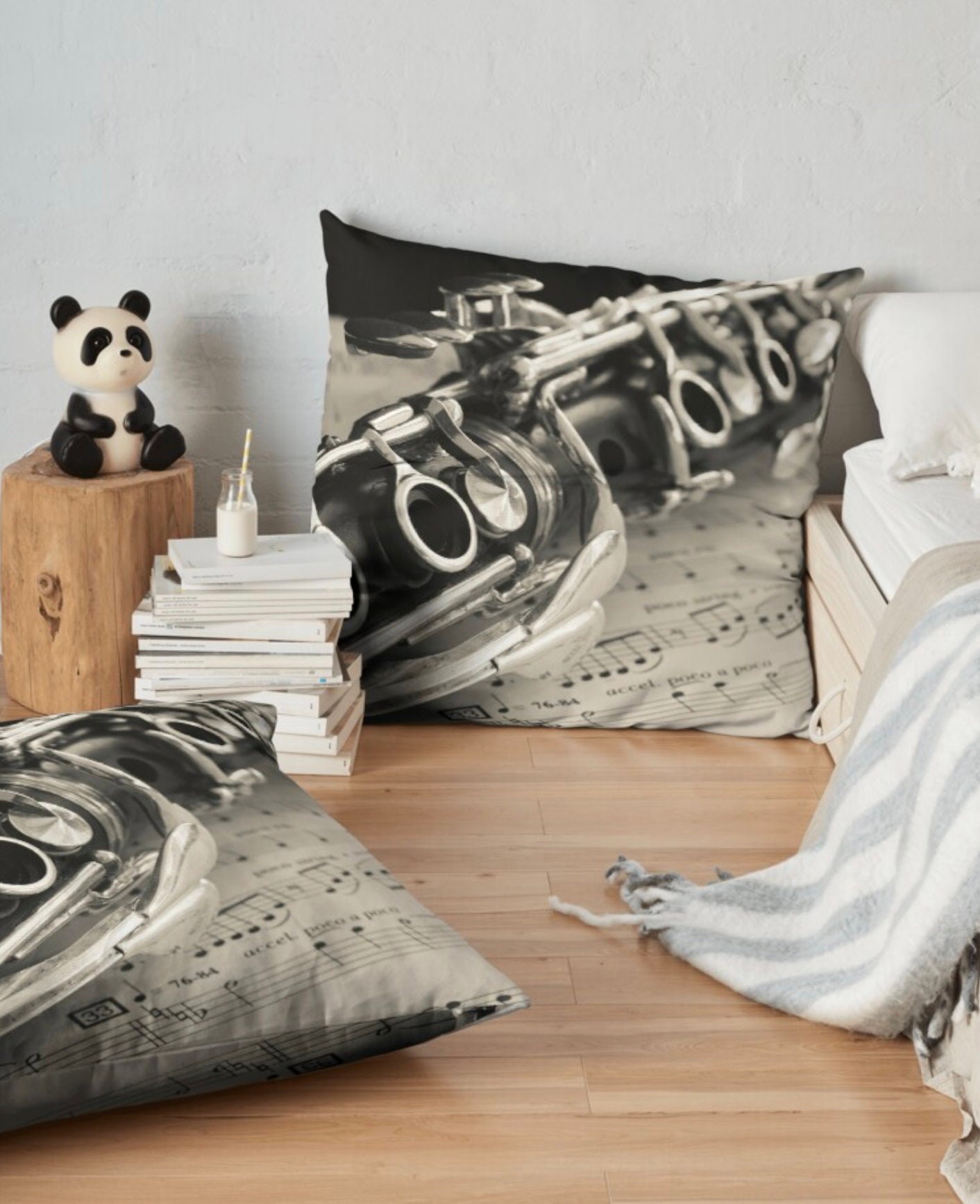 Clarinet Pillow Cover Black and White Pillow Gift for | Etsy