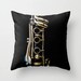Clarinet Pillow ~ Silver Bronze Black Throw Pillow, Music Pillow ...