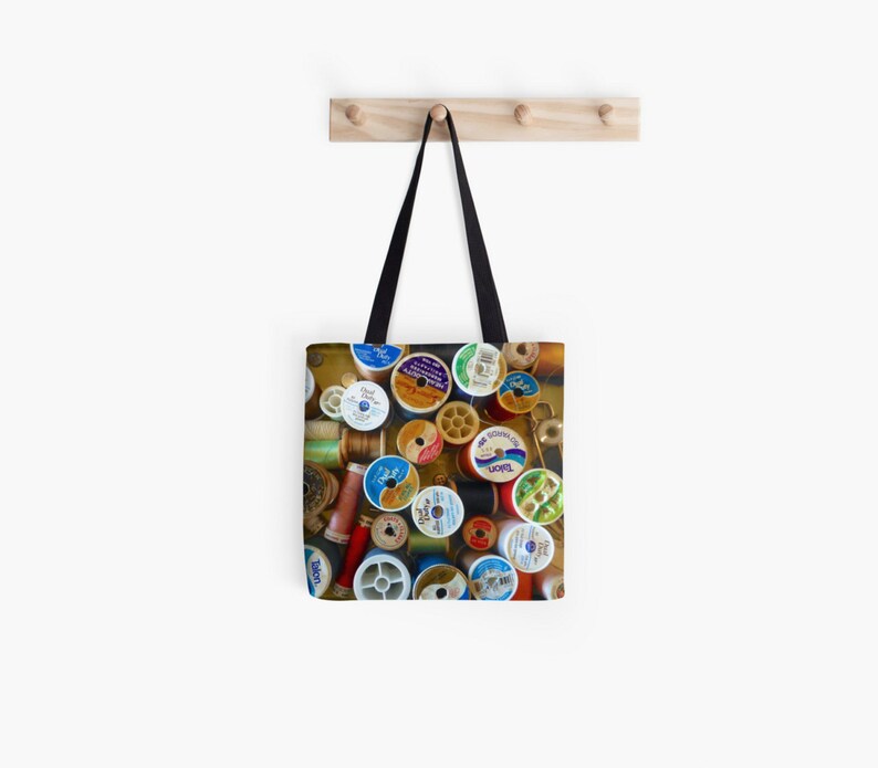 Sewing Bag, Spools Photo Tote, Quilting Gift for Her, Thread Tote Bag ...