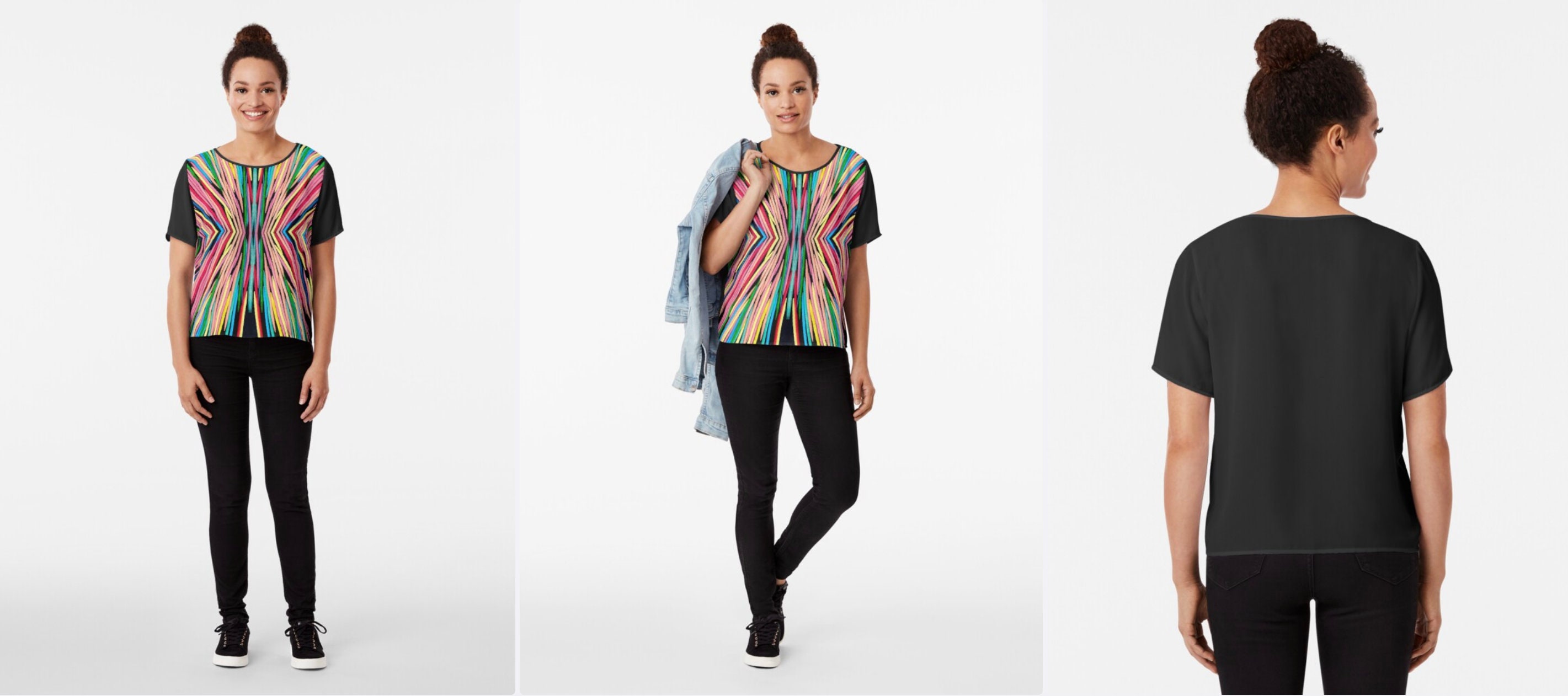 Funky Tank Colorful Chiffon Top Graphic Design Modern Blouse ...