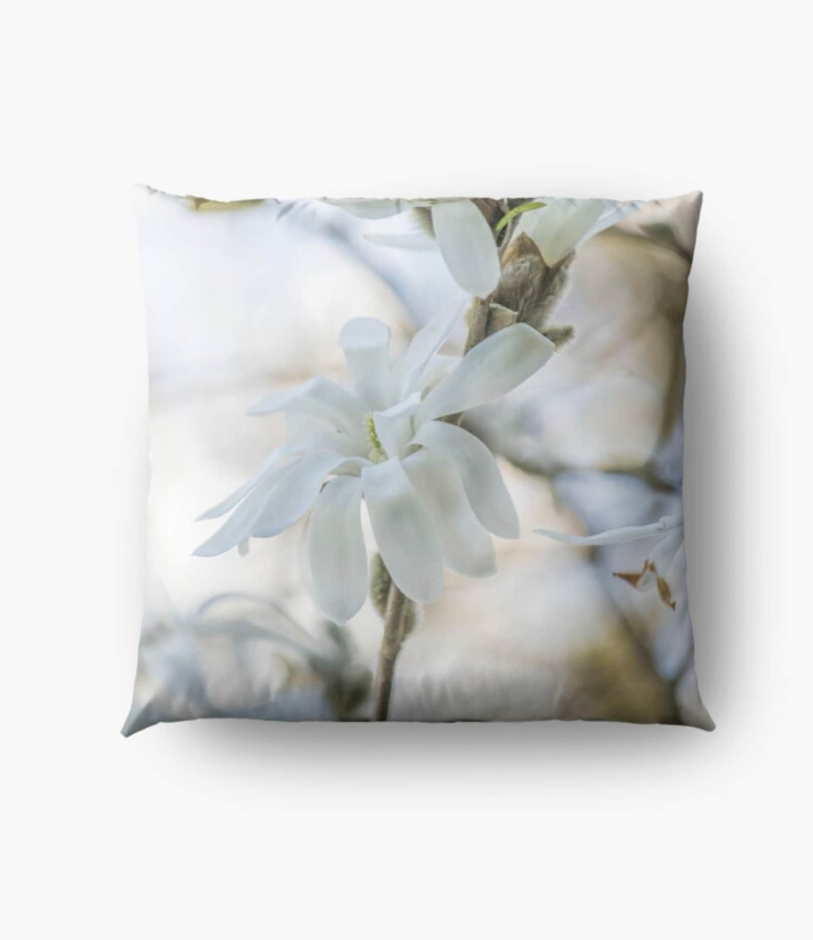 Magnolia Pillow Cover Floral Throw Pillow White Flower | Etsy