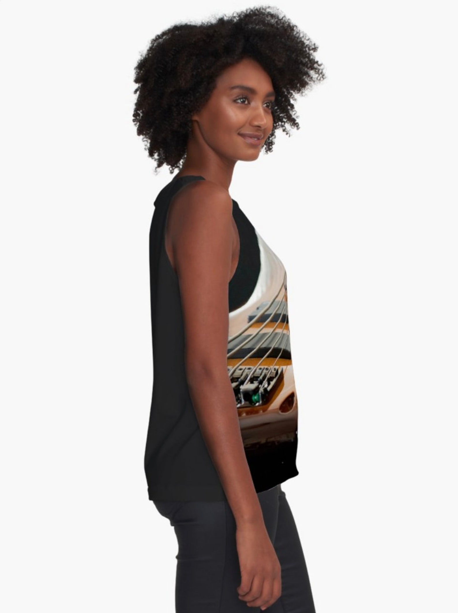 Bass Guitar Tank Top Urban Chiffon Top Brown Black Festival - Etsy