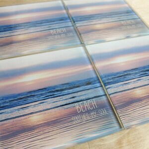 Beach Coasters Blue Glass Coasters Beach Decor Coaster Set Beach House ...