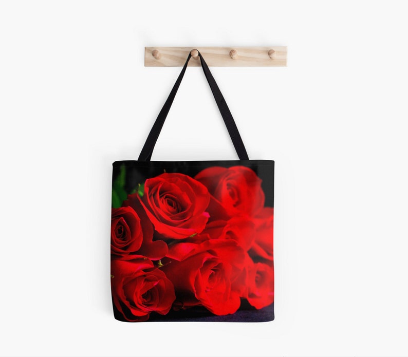 Red Roses Tote Bag Flower Photo Red Market Tote - Etsy