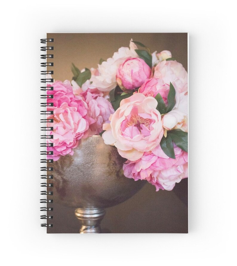 Pink Floral Notebook, Peony Notebook, Pink Peonies Journal, Writing ...