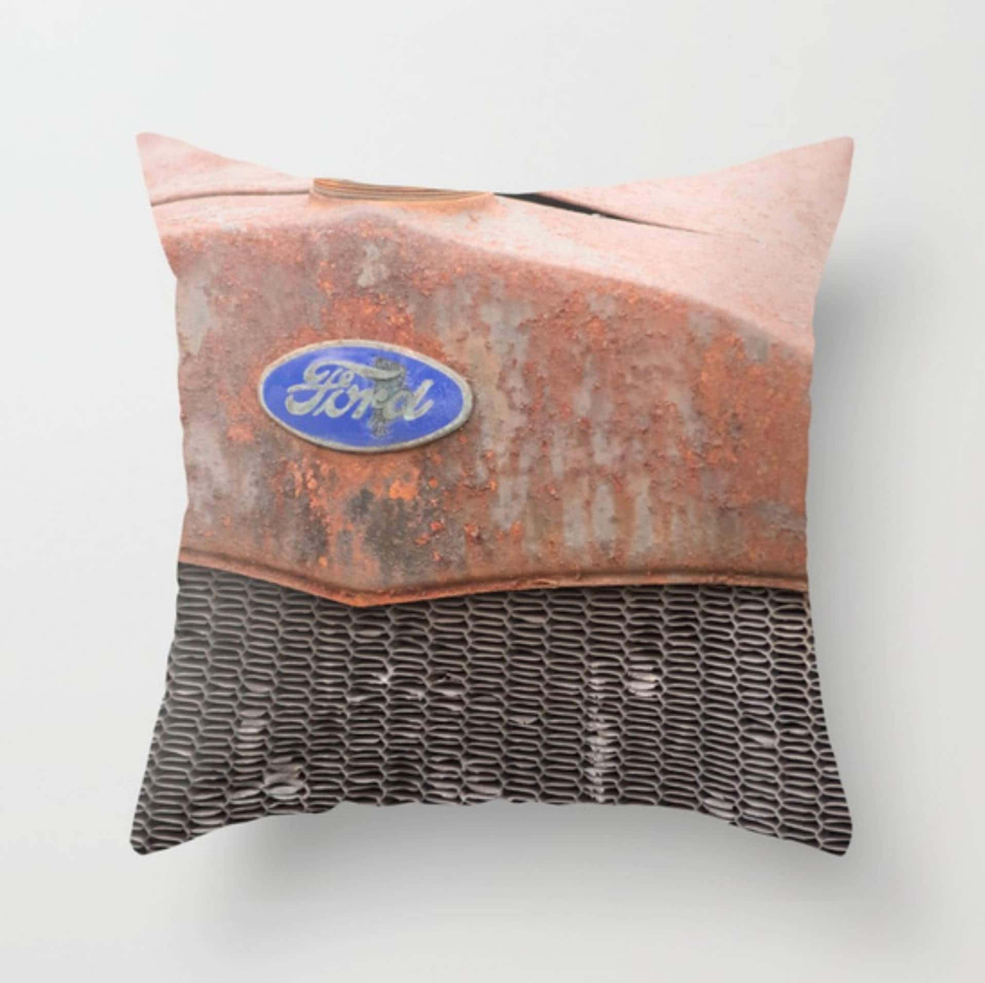 Rustic Pillow Cover, Antique Ford Pillow, Rusty Truck Pillow, Gray ...