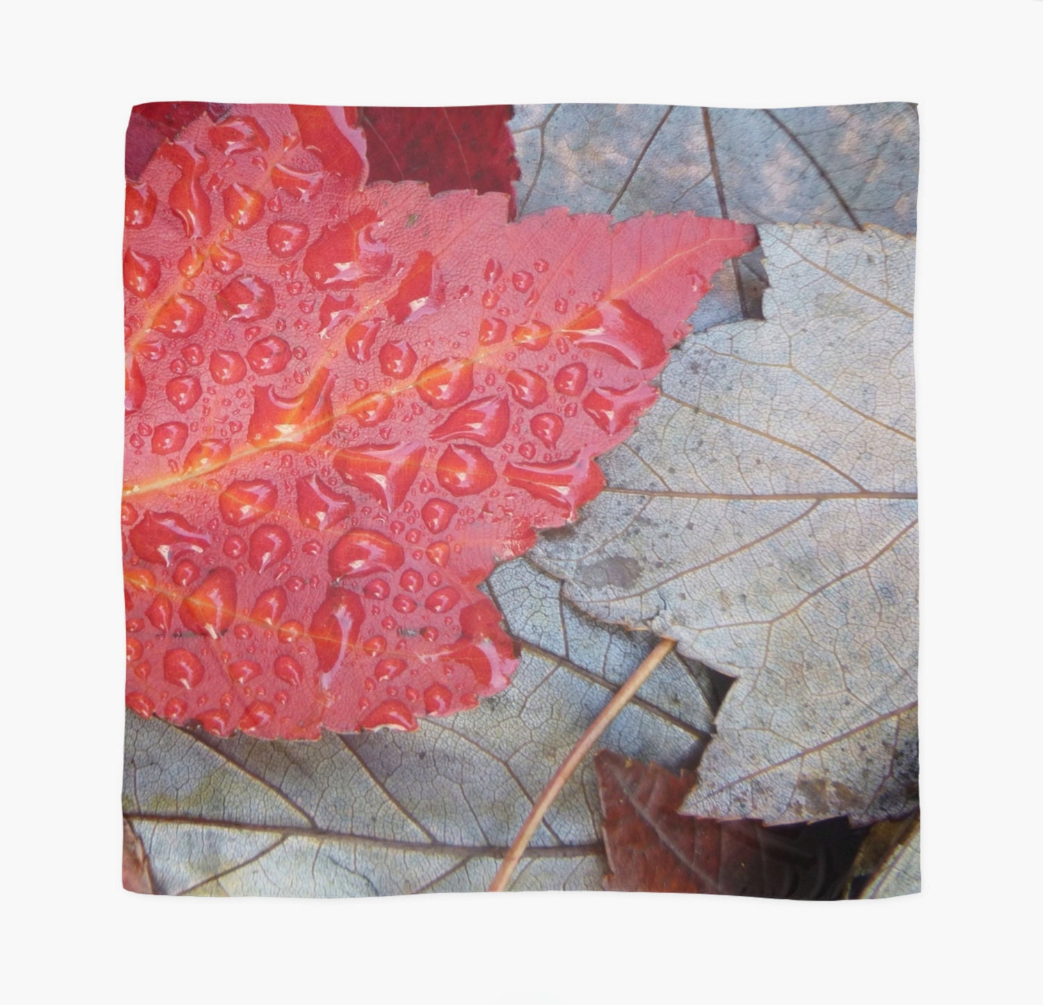 Red Brown Gray Scarf Red Leaf Wearable Art Taupe Scarf - Etsy