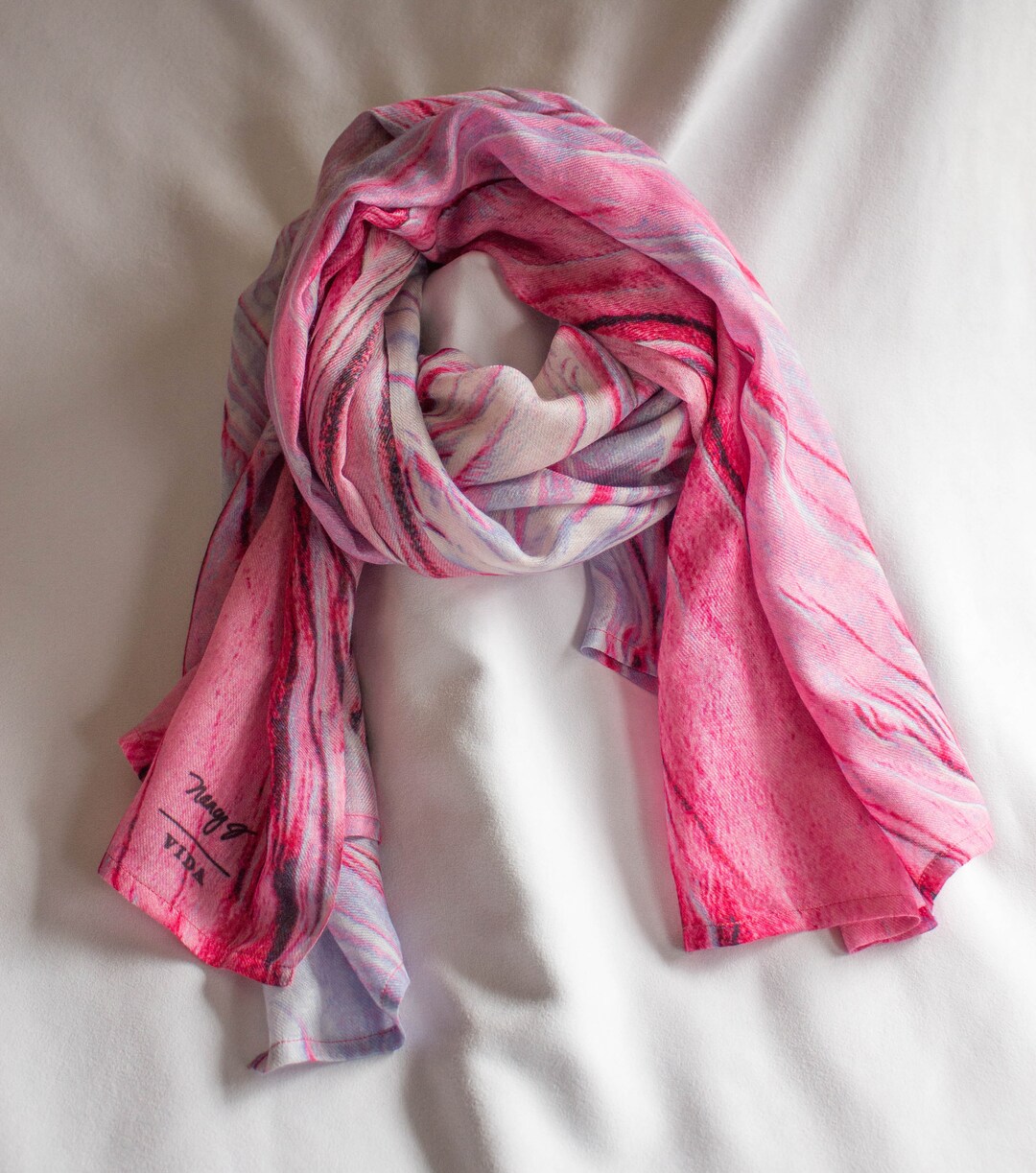 Abstract Art Scarf, Spring Summer Silk Scarf Cashmere Scarf Pink Scarf ...