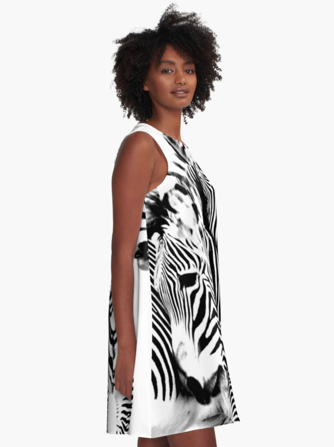 Zebra A Line Dress, Black and White Dress, Zebra Print Dress, Short ...