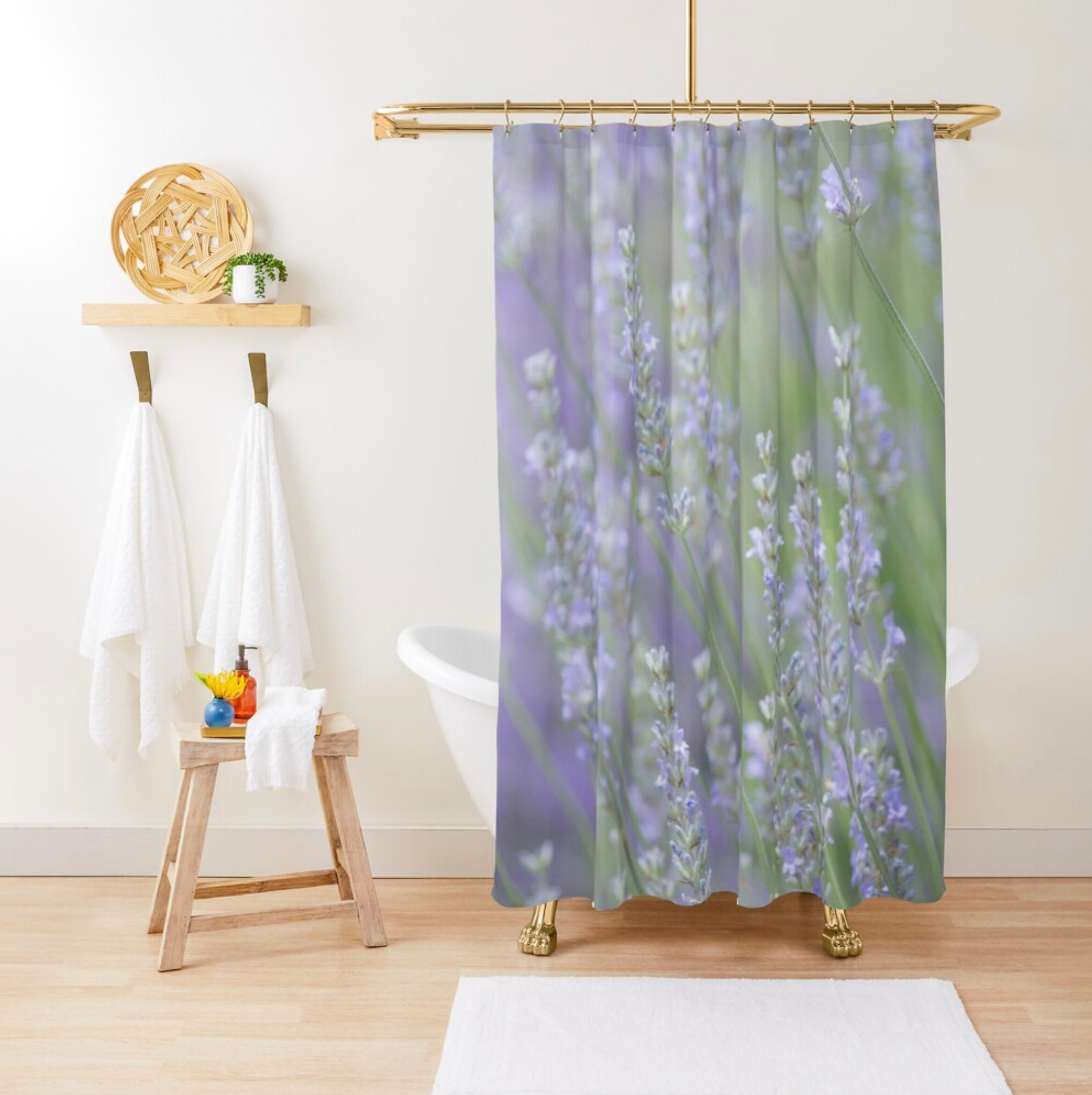 Lavender Shower Curtain Dreamy Floral Bath Decor Purple Shower Curtain ...