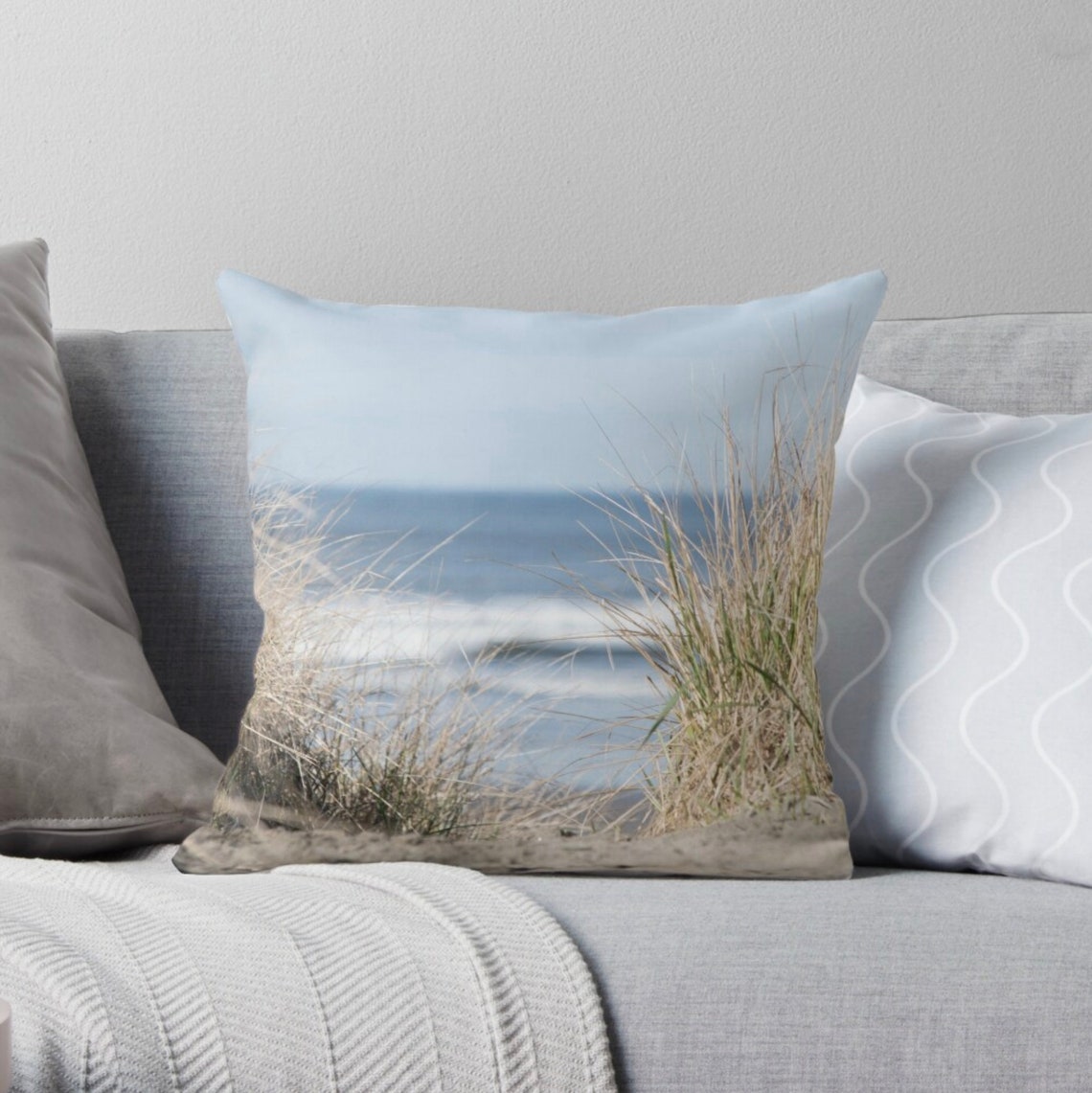 Sand and Blue Beach Throw Pillow, Beach Path, Coastal Vacation Home ...