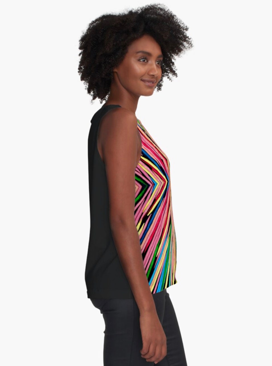 Funky Tank Colorful Chiffon Top Graphic Design Modern Blouse ...