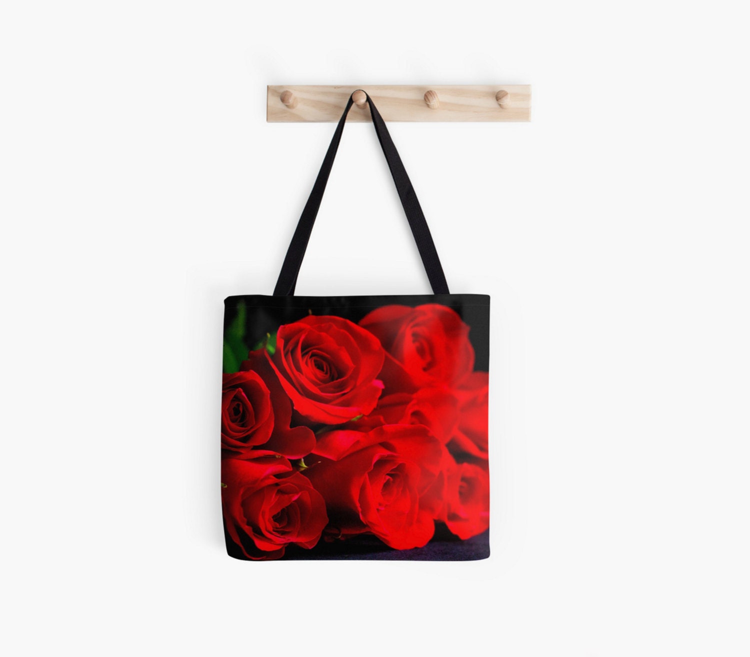 Red Roses Tote Bag ~ Flower Photo ~ Red Market Tote ~ Botanical Floral ...