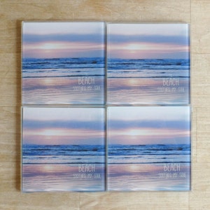 Beach Coasters ~ Blue Glass Coasters ~ Beach Decor ~ Coaster Set ...