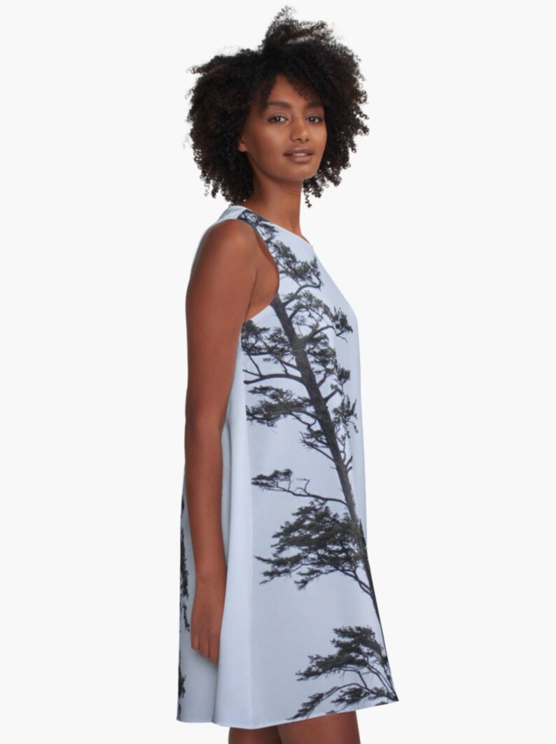 Unique Dress Nature Print Pale Blue A-line Dress Novelty Dress, Tree ...