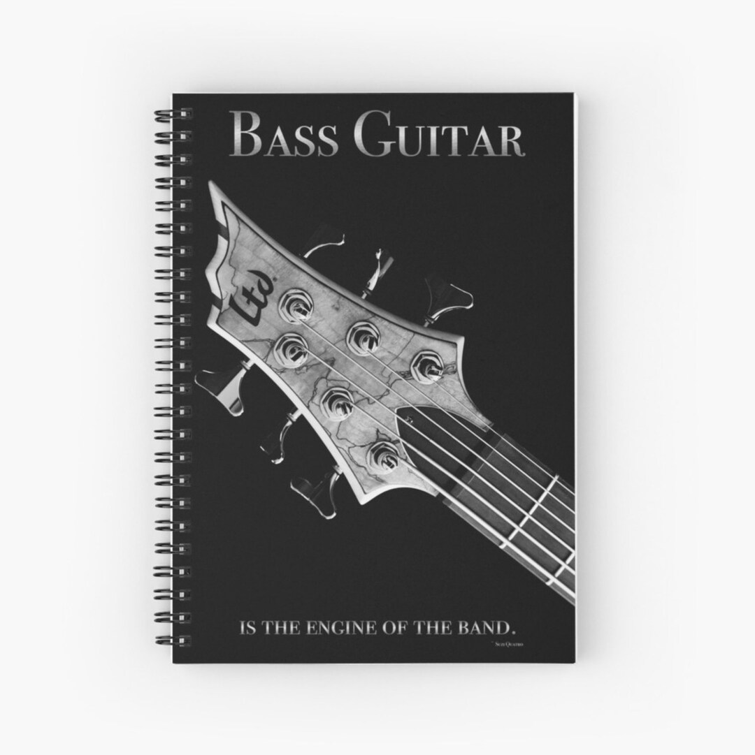 Bass Guitar Notebook, Music Journal, Black and White Guitar Print ...