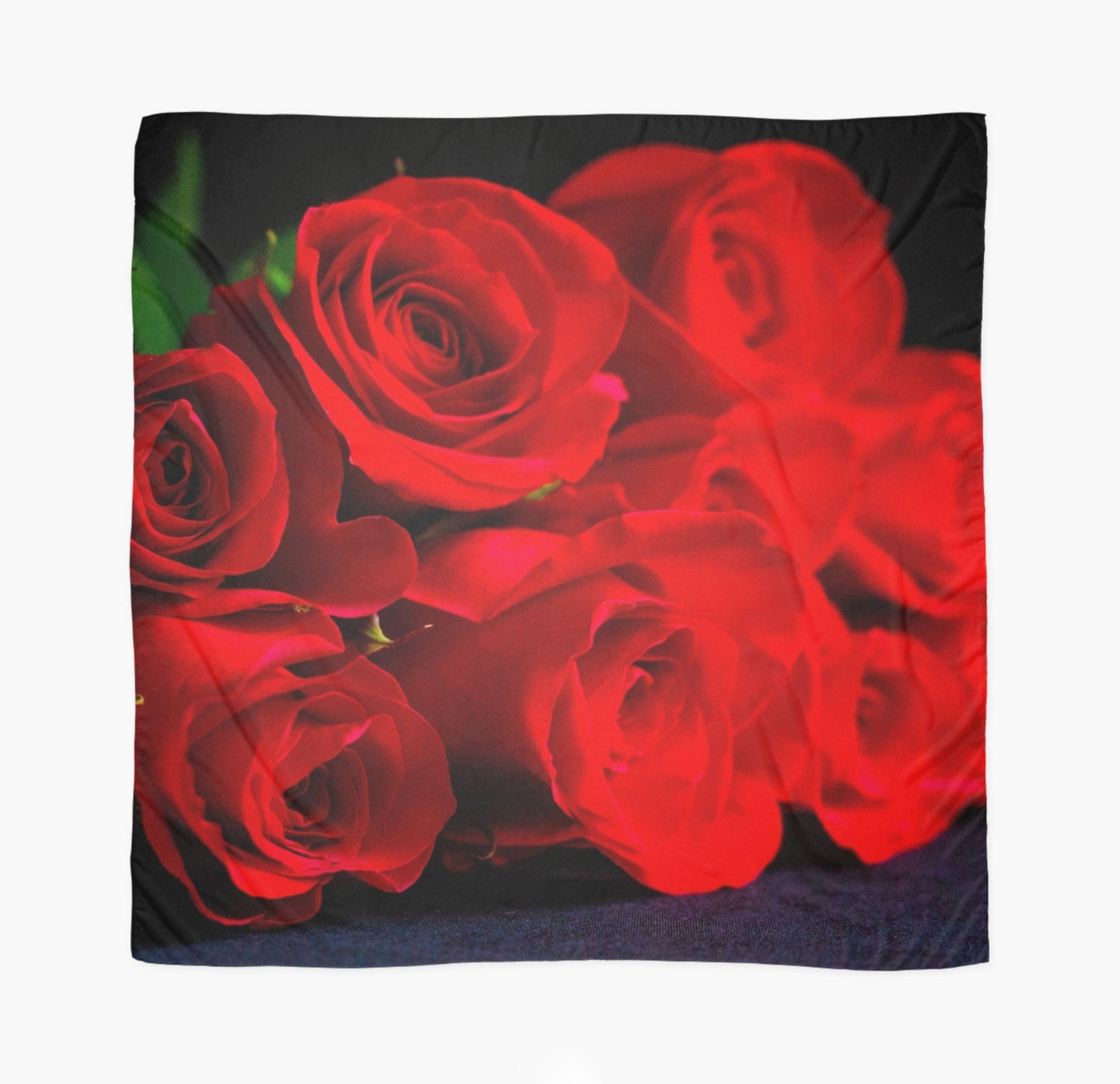 Blood Red Rose Scarf ~ Black and Red Floral Scarf ~ Flower Scarf ...