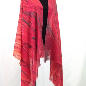 Fire Orange Tomato Red Scarf, Cashmere Scarf, Silk Scarf, Wearable Art ...