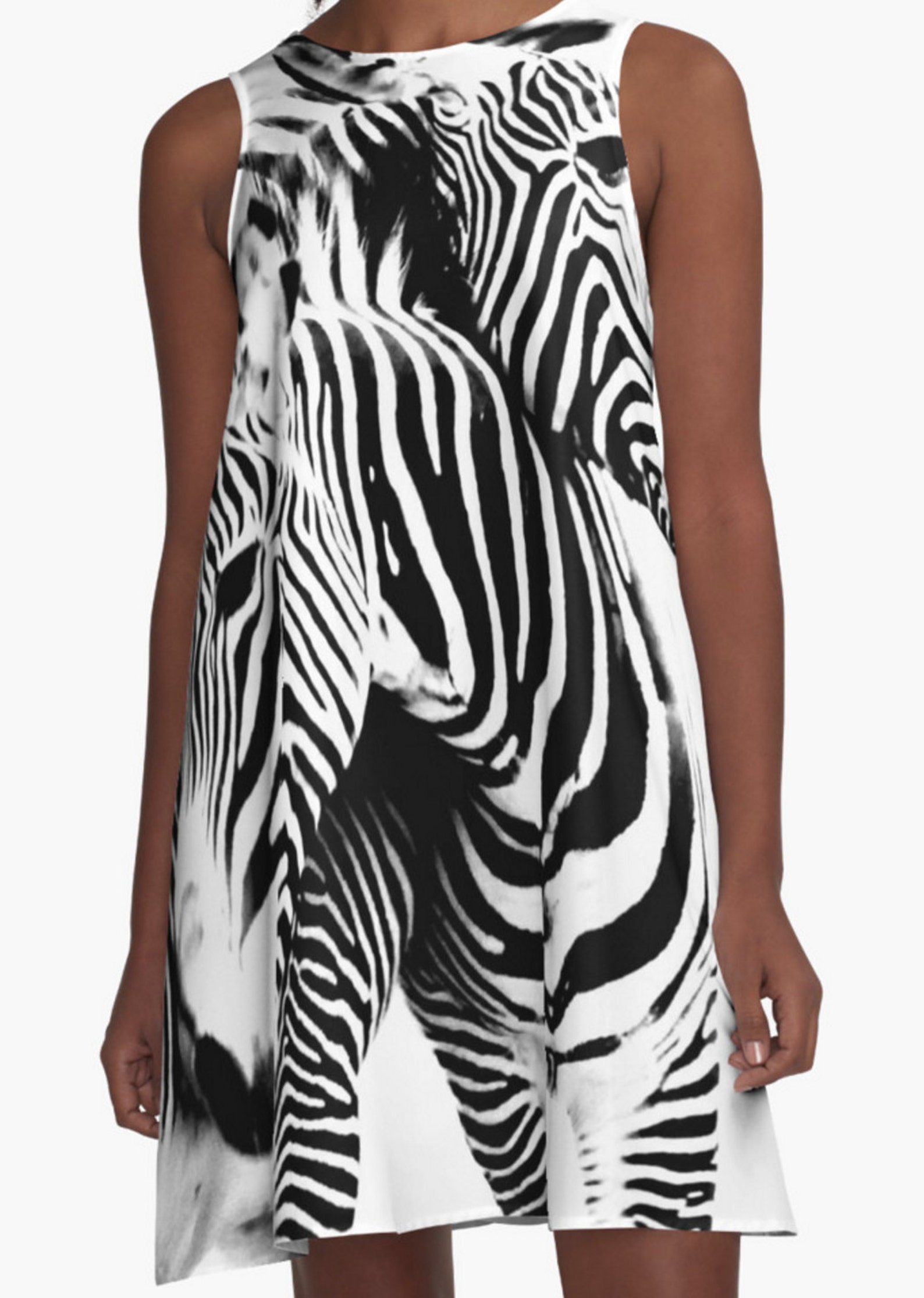 Zebra A Line Dress, Black and White Dress, Zebra Print Dress, Short ...