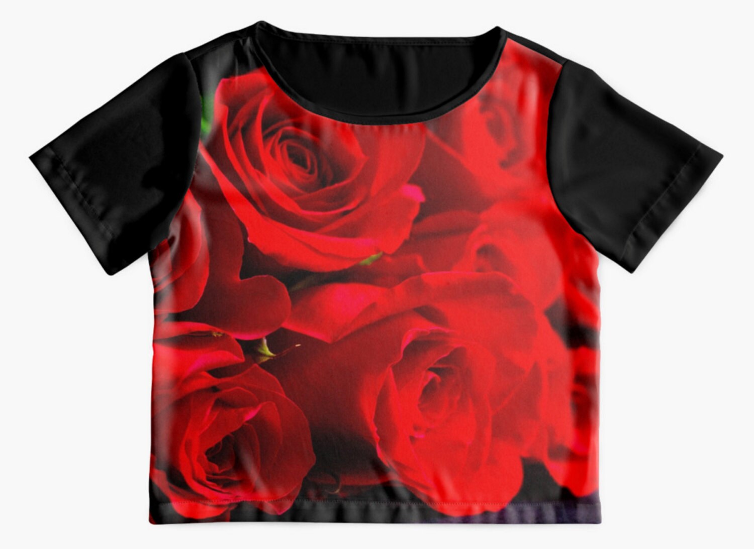 Red Roses Chiffon Top ~ Blood Red Blouse ~ Transparent Sleeves ...