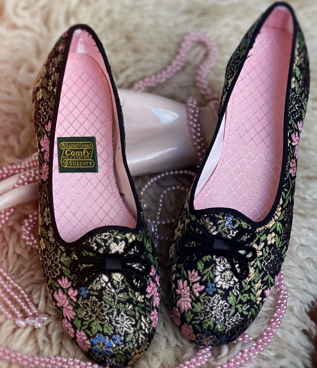 1970’s Vintage Daniel Green Brocade Slippers New in Original Box - Etsy