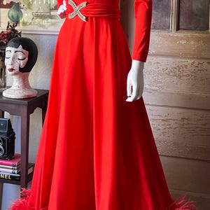 1970’s Vintage Rose Taft for Couture Fashions Marabou Feather Dress - Etsy