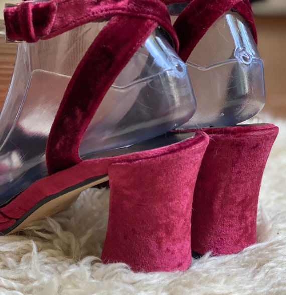 1990s Vintage Crushed Velvet Chunky Sandals By Enzo Gem