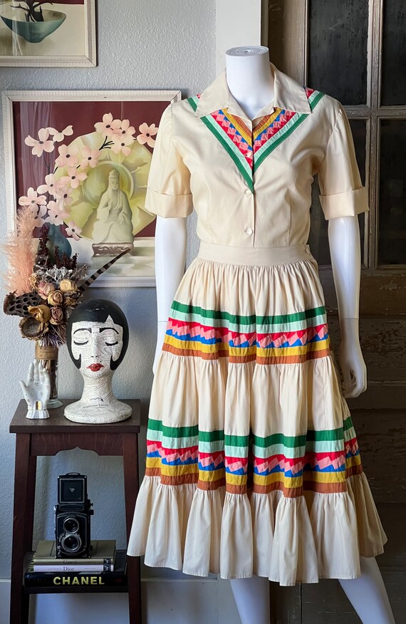 1950’s Rare Vintage Seminole Quilted Patchwork Skirt … - Gem