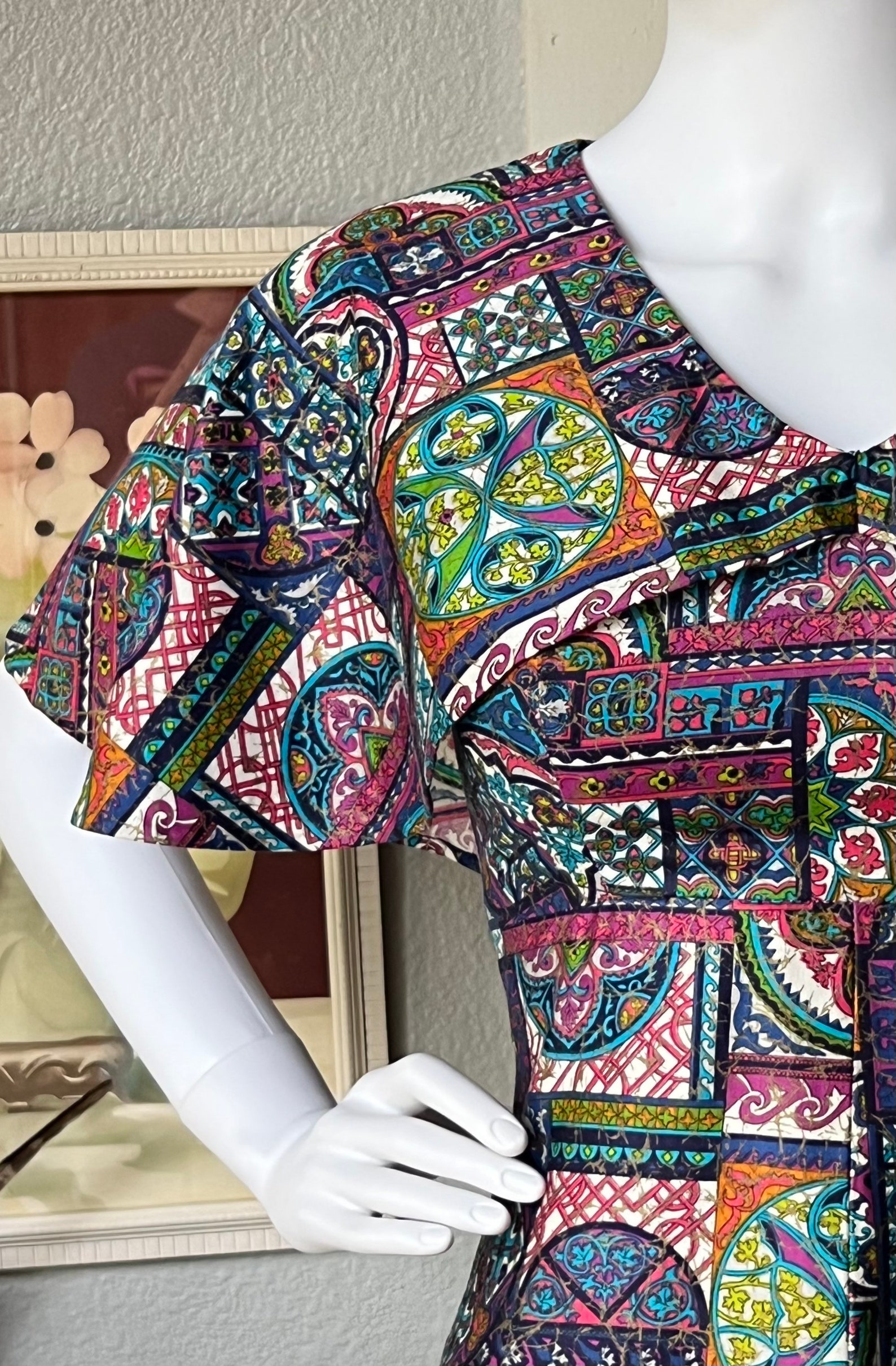 1970s Vintage Psychedelic Stained Glass Print Capelet Maxi - Etsy