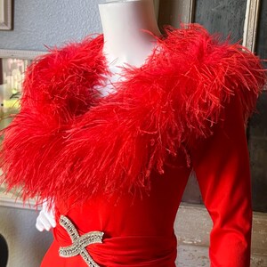 1970’s Vintage Rose Taft for Couture Fashions Marabou Feather Dress - Etsy