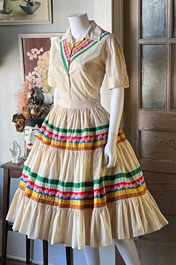 1950’s Rare Vintage Seminole Quilted Patchwork Skirt … - Gem