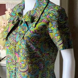 1960’s Vintage Kay Whitney Psychedelic Paisley Drop Waist Dress With ...