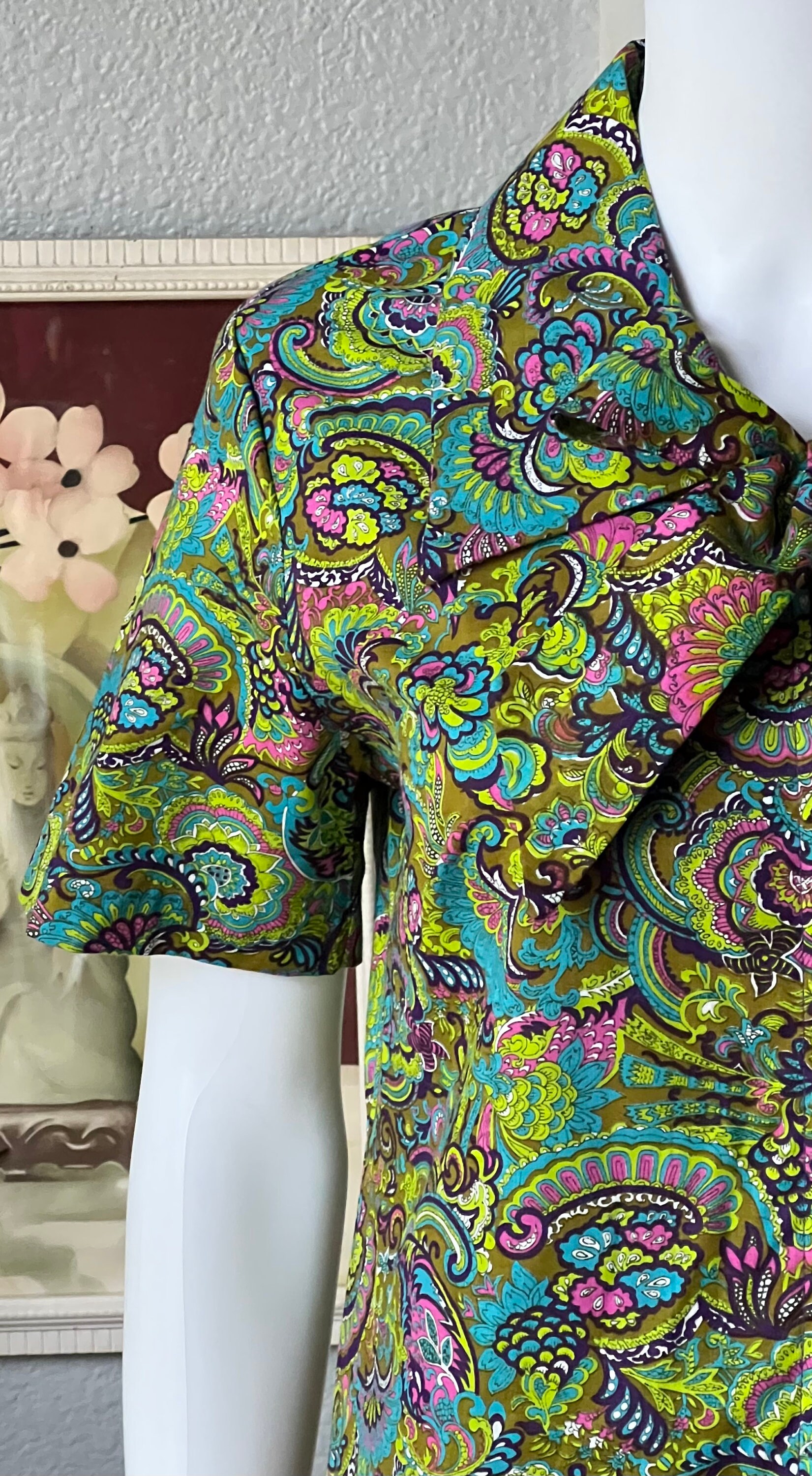 1960s Vintage Kay Whitney Psychedelic Paisley Drop Waist - Etsy