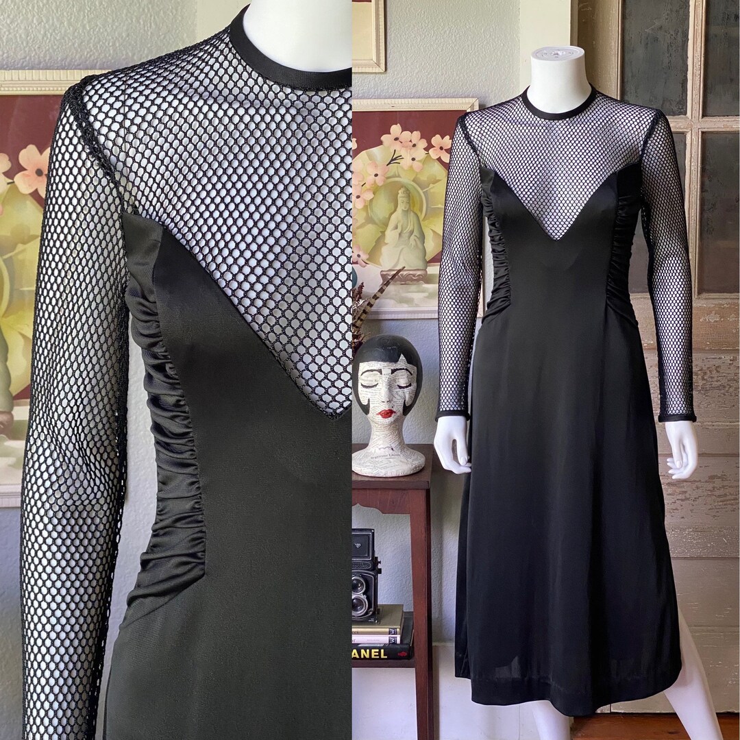 1970s Vintage Mesh Scandal Dress by Funky Size 9 - Etsy