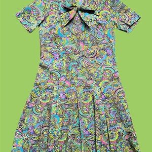 1960’s Vintage Kay Whitney Psychedelic Paisley Drop Waist Dress With ...