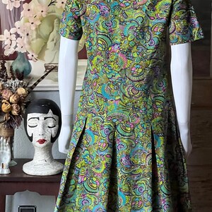 1960’s Vintage Kay Whitney Psychedelic Paisley Drop Waist Dress With ...