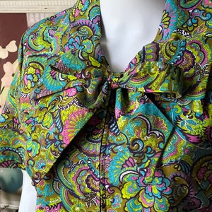 1960’s Vintage Kay Whitney Psychedelic Paisley Drop Waist Dress With ...