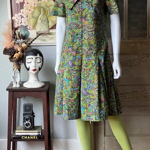 1960’s Vintage Kay Whitney Psychedelic Paisley Drop Waist Dress With ...