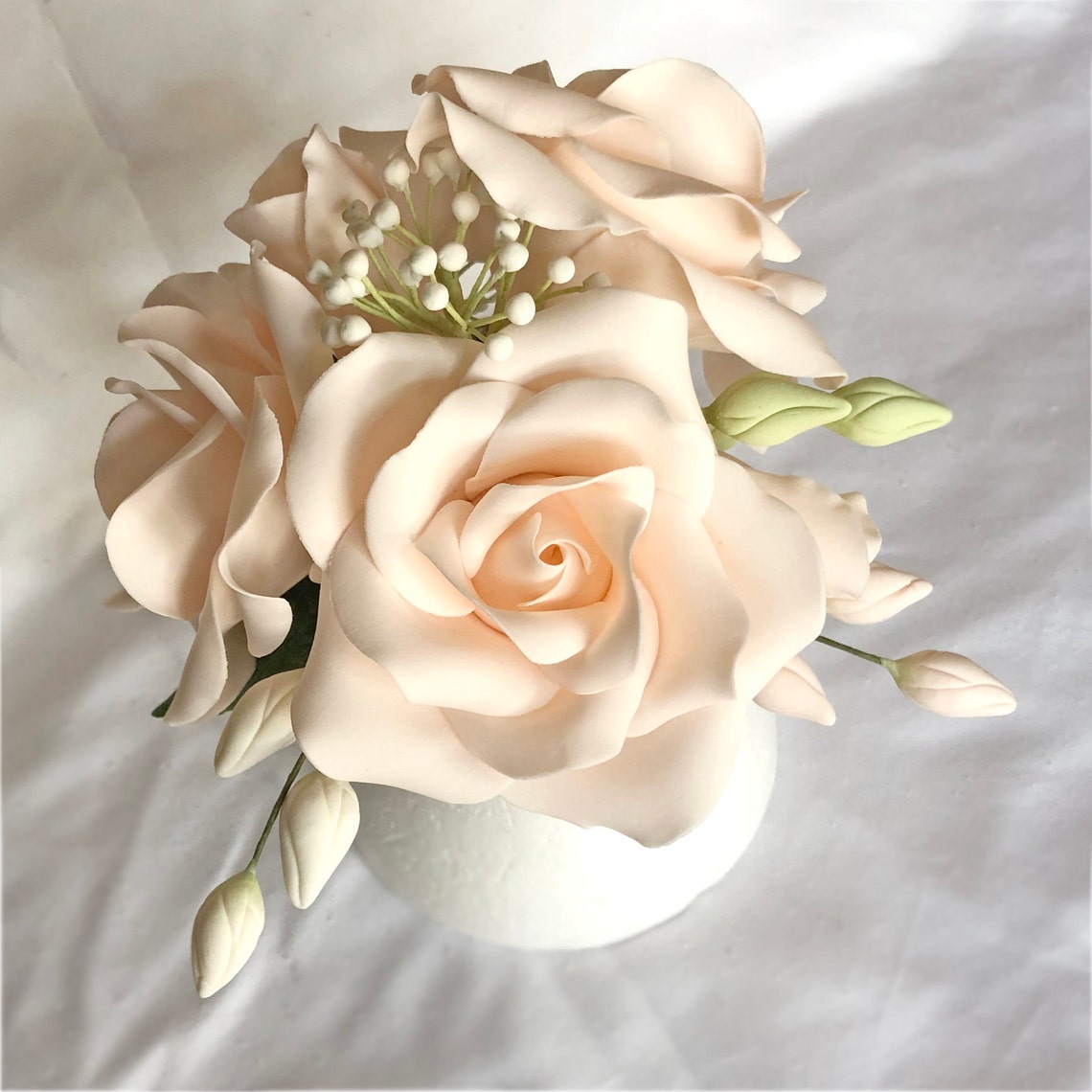 Deluxe Three 3 Rose Spray Cake Topper. Gum Paste Flowers Cake Toppers ...