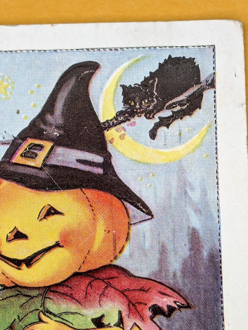 Vintage Halloween Autumn Leaf Girl Postcard. Whitney 1920's Witch Girl ...