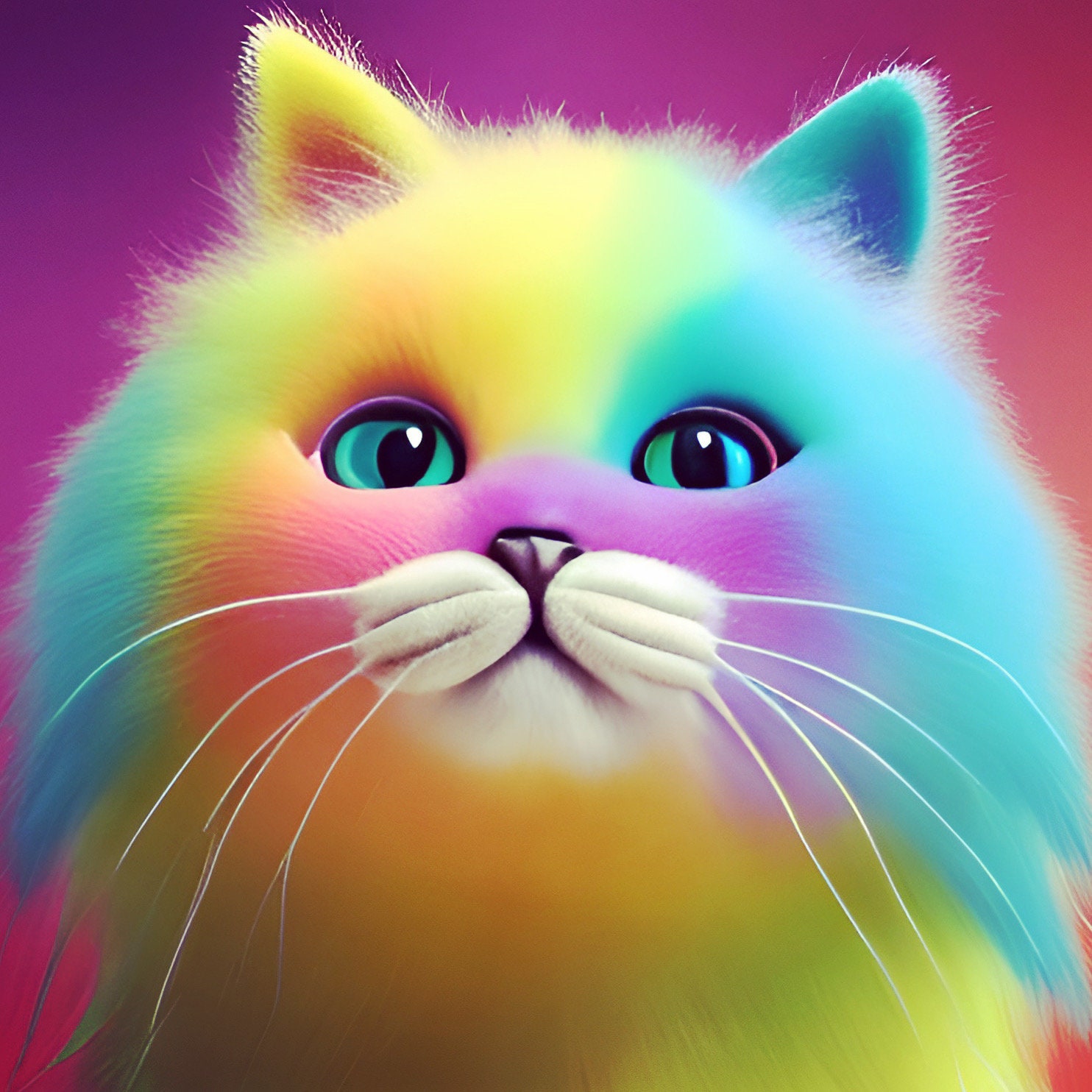 Rainbow Cat AI Art - Etsy